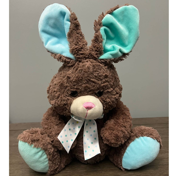 Kellytoy | Toys | Kellytoy Brown Bunny Rabbit 8 Blue Polka Dot Bow ...